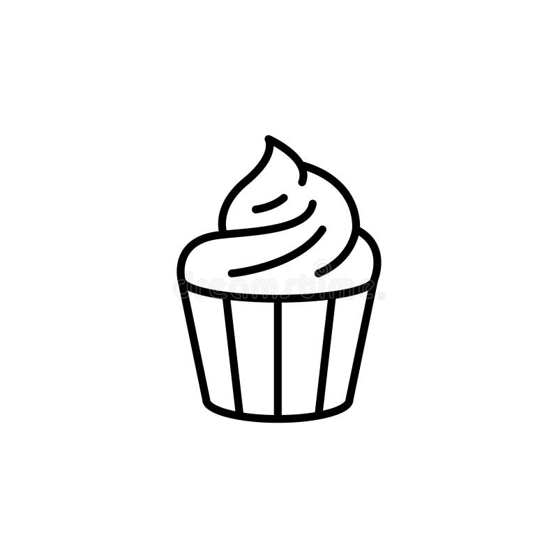 Cupcake Icon Outline stock vector. Illustration of confectionery ...