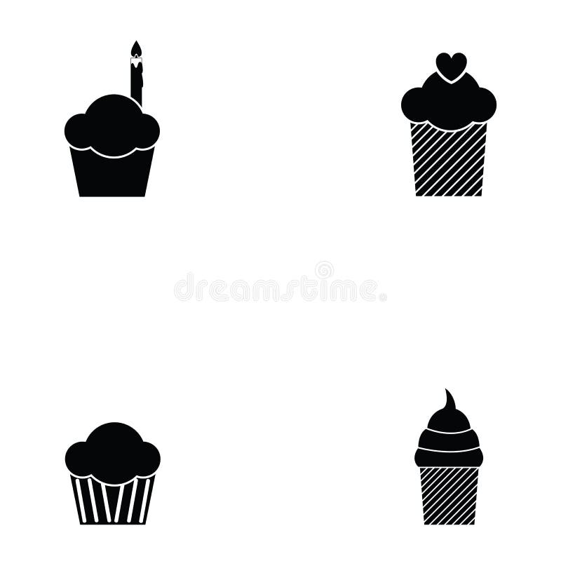 Cupcake icon set stock vector. Illustration of collection - 107347736