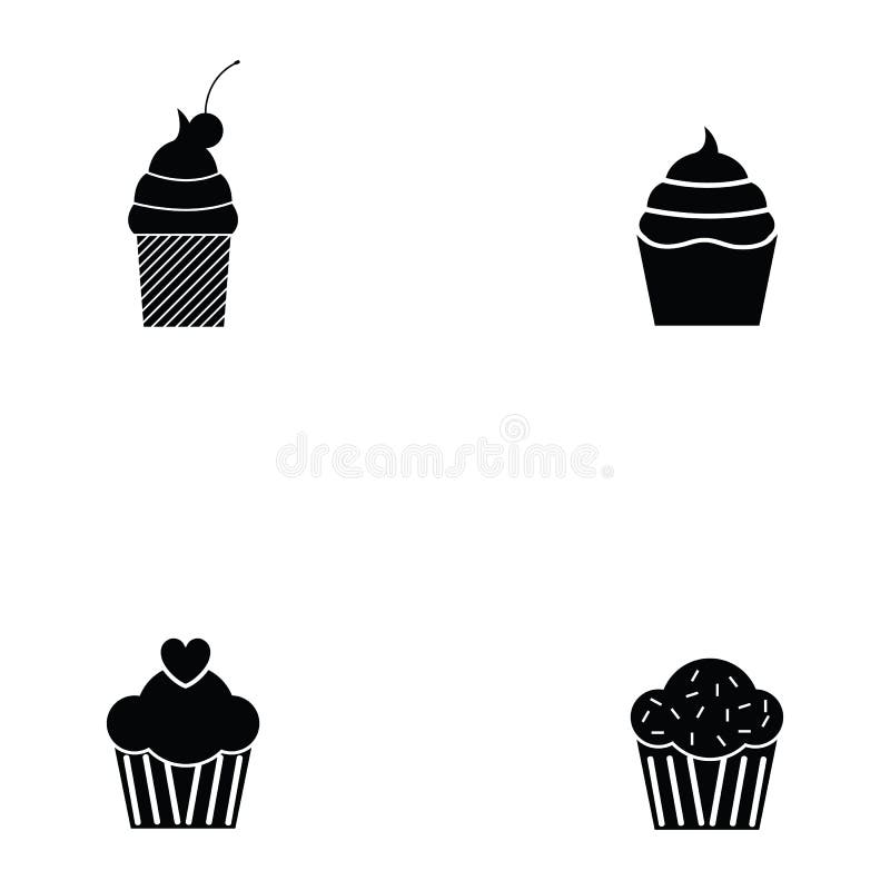 Cupcake icon set stock vector. Illustration of icon - 107347649