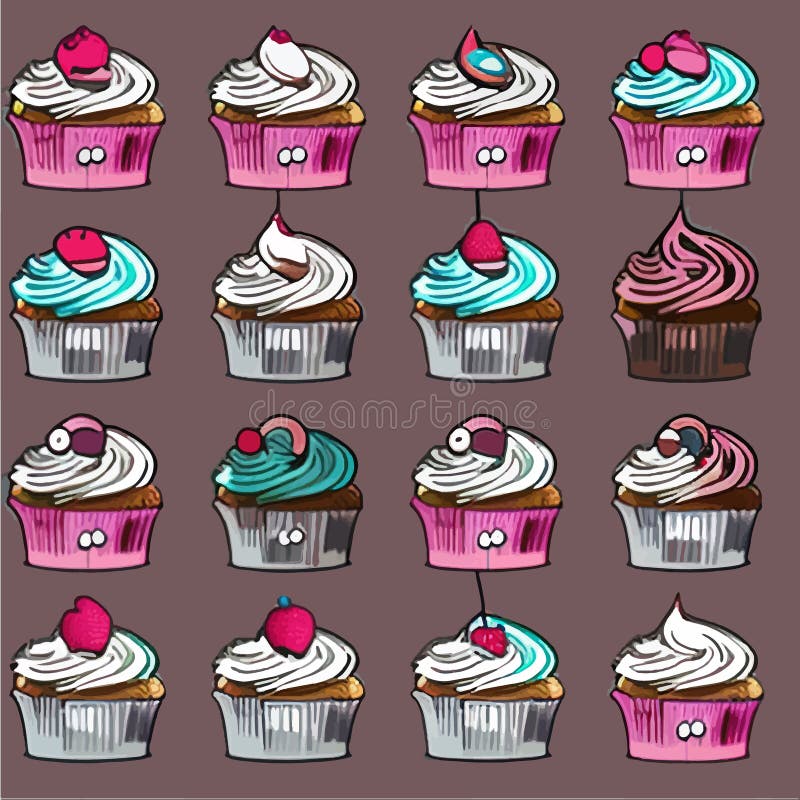 Cupcake Icon. Version Cupcake Vector Icon on Colored Background Stock ...