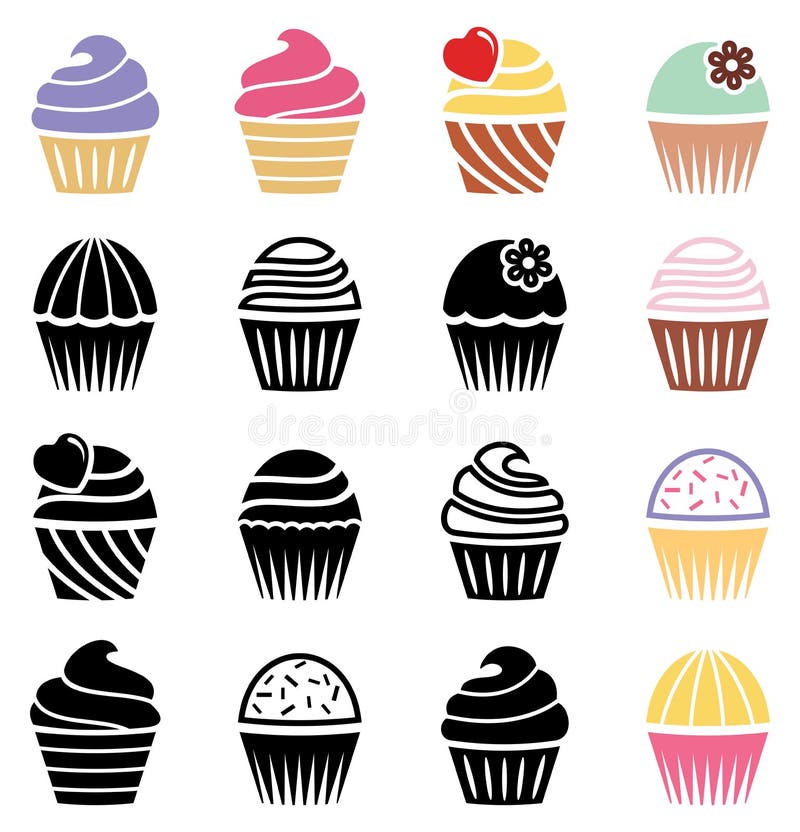 Cupcake icons stock vector. Illustration of drawing, hungry - 34853607