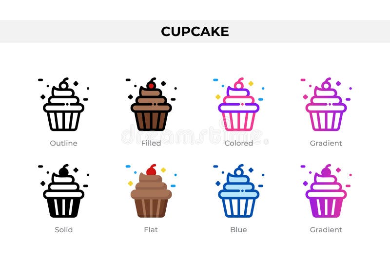 Cupcake Icons in Different Style. Cupcake Icons Set. Holiday Symbol ...