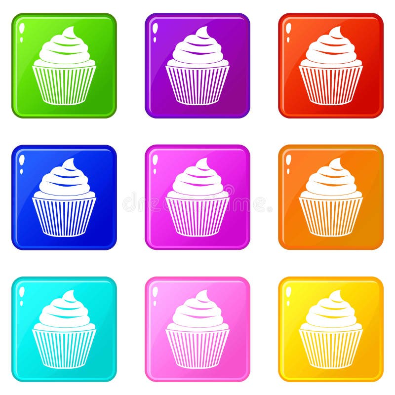 Cupcake icons 9 set stock vector. Illustration of home - 96158752