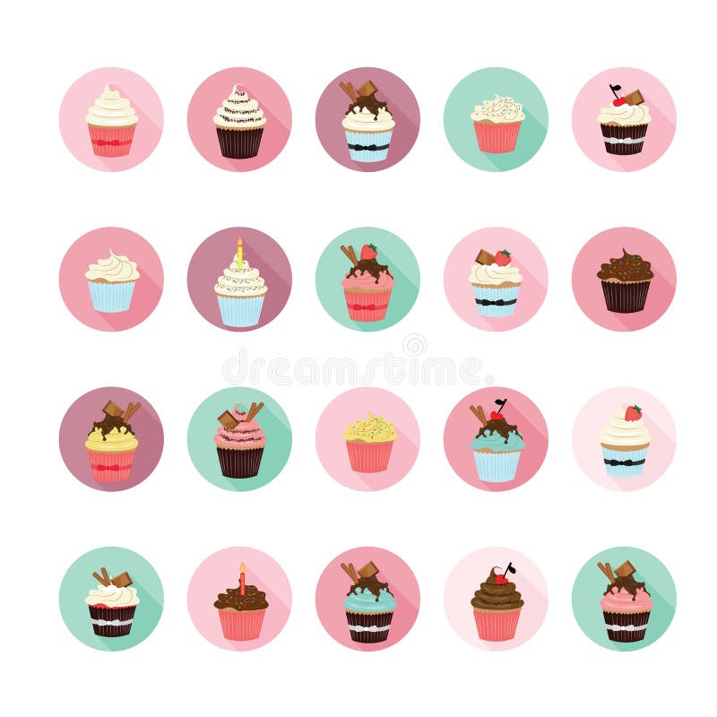 Cupcake icons set. stock illustration. Illustration of decor - 44408662