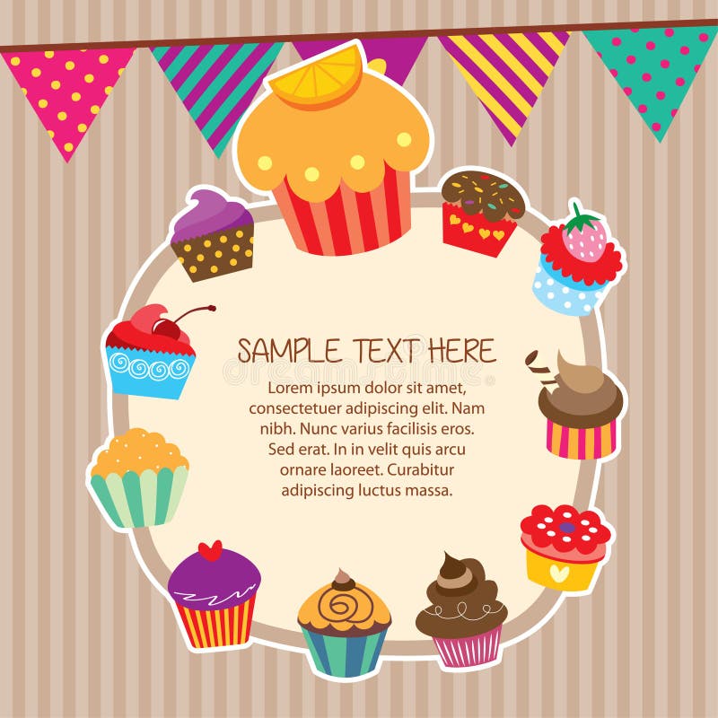 Cupcake Layout Frames Design Stock Vector - Illustration of muffins ...