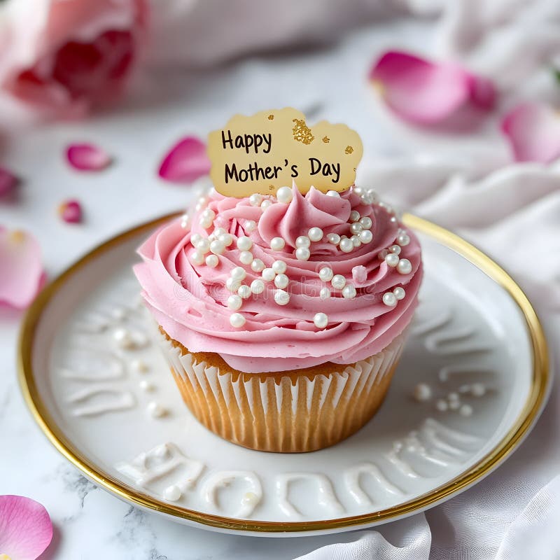 Cupcake with Mother S Day Topper Stock Illustration - Illustration of ...
