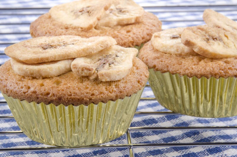 Cupcake with Organic Banana Slices Stock Image - Image of dessert ...