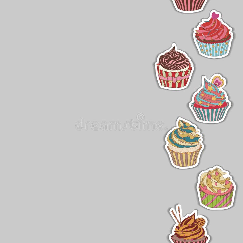 Cupcake pattern border stock vector. Illustration of bake - 51439436