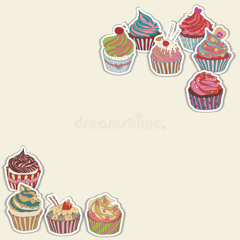 Cupcake pattern border stock vector. Illustration of candy - 51439508