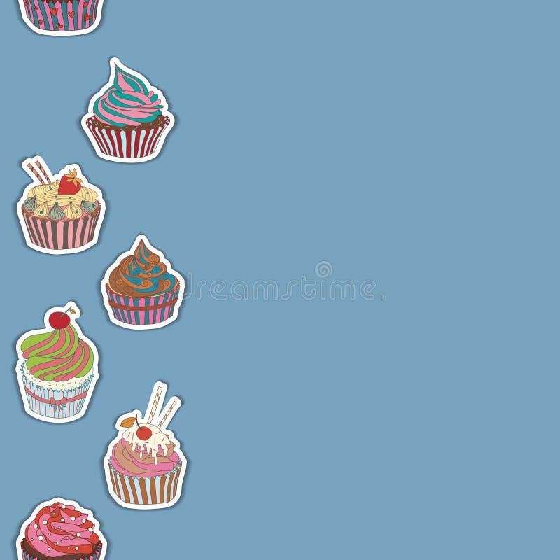 Cupcake pattern border stock vector. Illustration of collection - 51439759