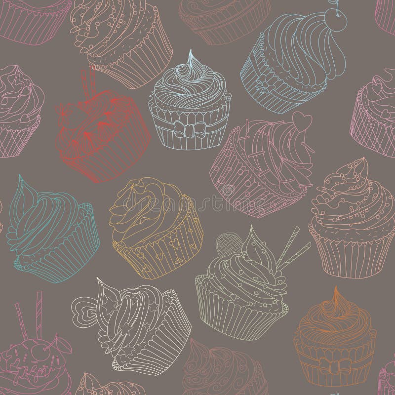 Cupcake pattern stock vector. Illustration of food, chocolate - 47423246