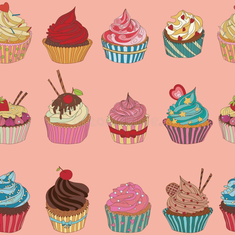 Cupcake pattern stock vector. Illustration of chocolate - 47423254