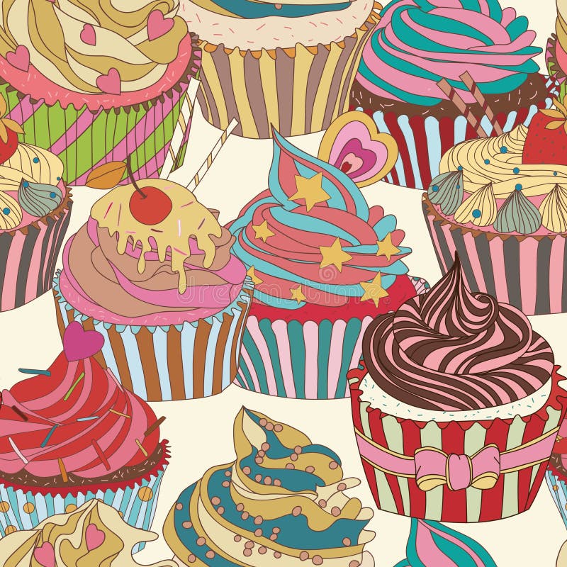 Cupcake pattern stock vector. Illustration of cute, chocolate - 51439442