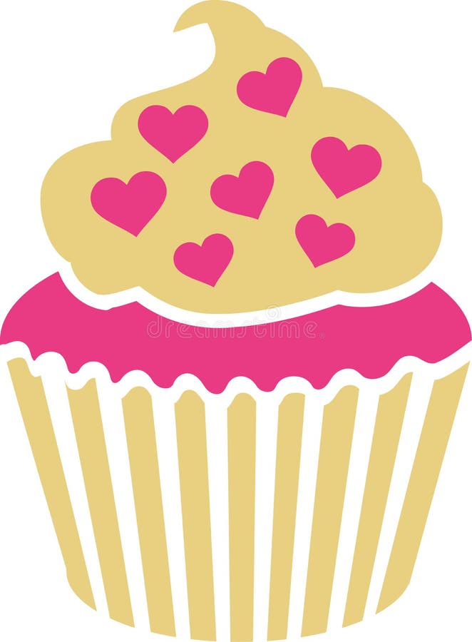 Pink Cupcake Outline Contour Stock Illustration - Illustration of sign ...