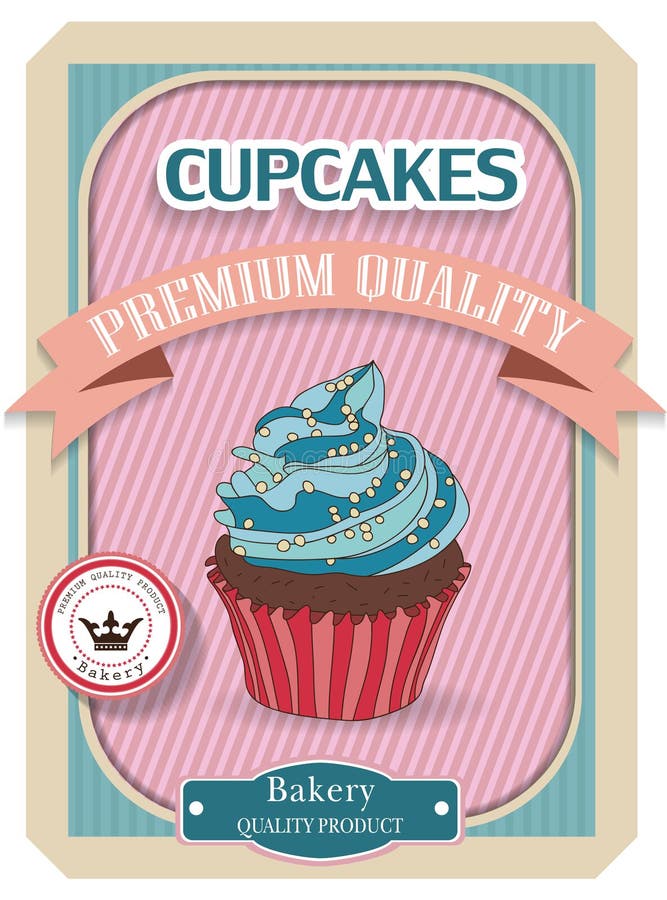 Cupcake Poster. Retro Vintage Design Stock Vector - Illustration of ...