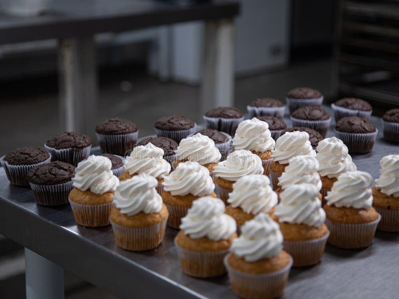 Cupcake Production Inside the Bakery Stock Photo - Image of baking ...