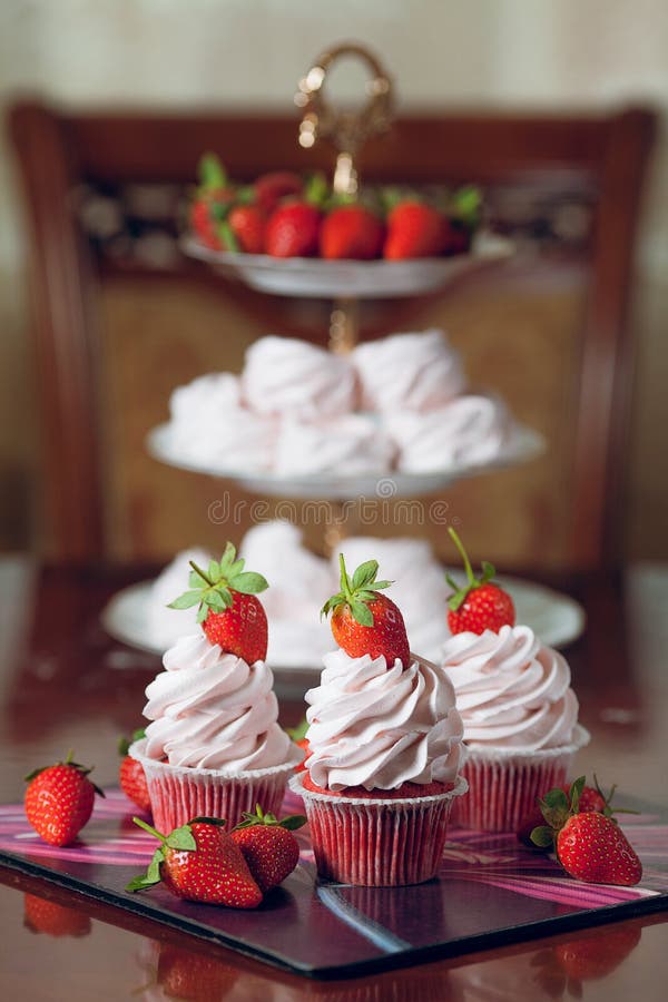 Cupcake stock image. Image of strawberry, front, view - 87291653