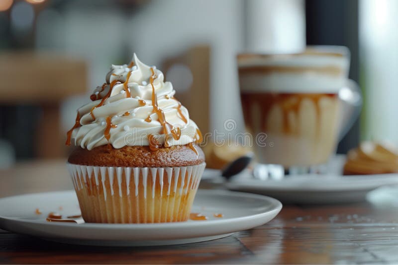 Cupcake Salted Caramel Side View Stock Illustration - Illustration of ...