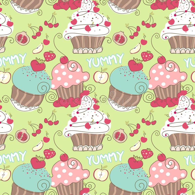 Fancy Cakes Seamless Repeat Pattern Stock Vector - Illustration of ...