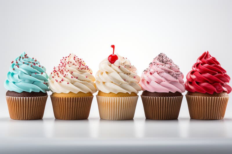 Cupcake Spectrum Array of Colorful Birthday Delights Isolated on a ...