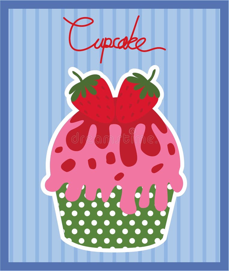 Cupcake with strawberry stock vector. Illustration of cake - 18181017