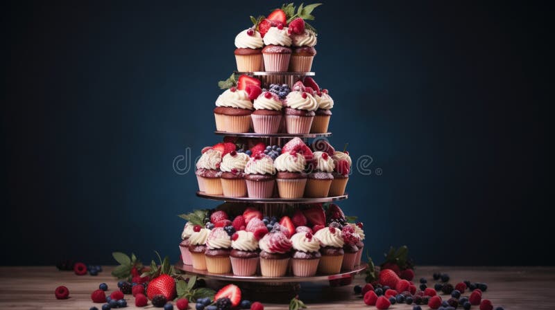 A Cupcake Tower with the Words Stock Illustration - Illustration of ...
