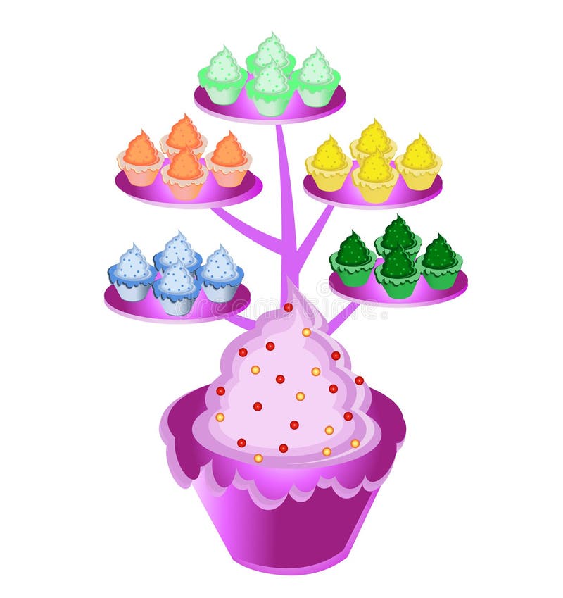 Cupcake tree stock vector. Illustration of cream, snack - 31007231