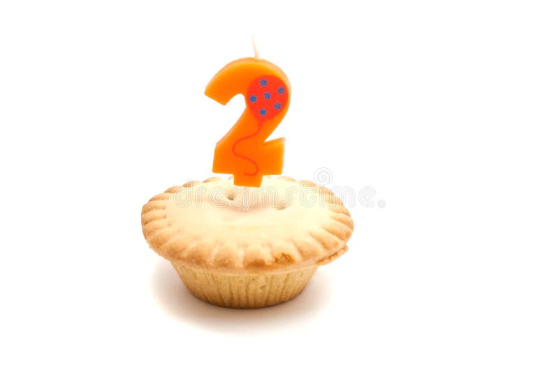 Cupcake with Two Years Birthday Candle Stock Photo - Image of birthday ...