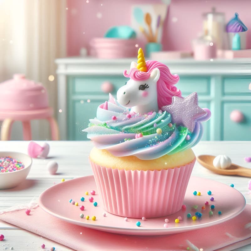 Cupcake unicorn stock photo. Image of decorated, light - 371689526