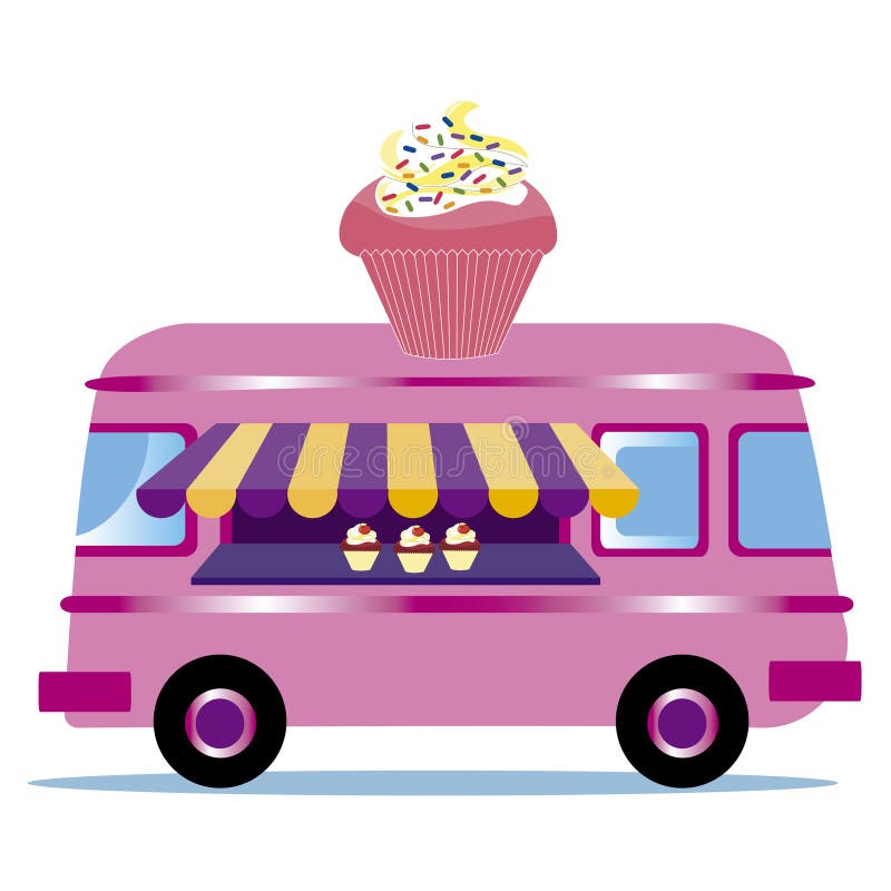 Cupcake Van stock vector. Illustration of service, meal - 361329480