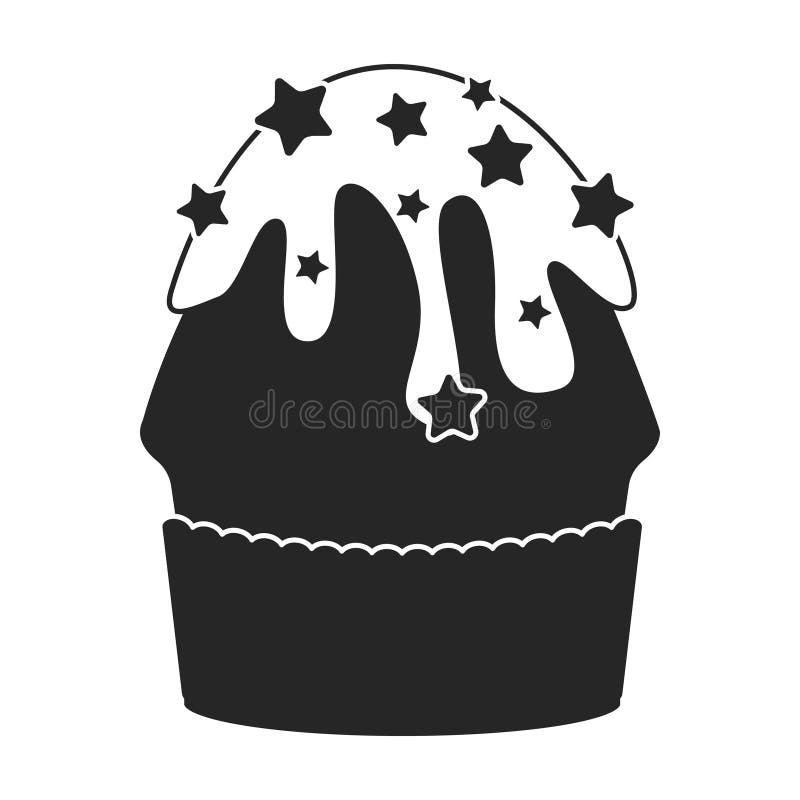 Cupcake Vector Icon. Black Vector Icon Isolated on White Background ...