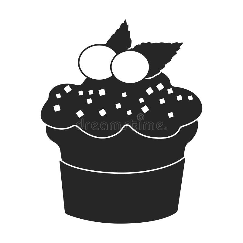 Cupcake Vector Icon. Black Vector Icon Isolated on White Background ...