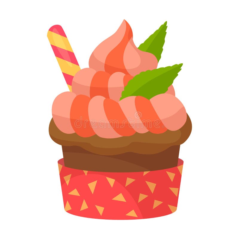 Cupcake Vector Icon Cartoon Vector Icon Isolated On White Background
