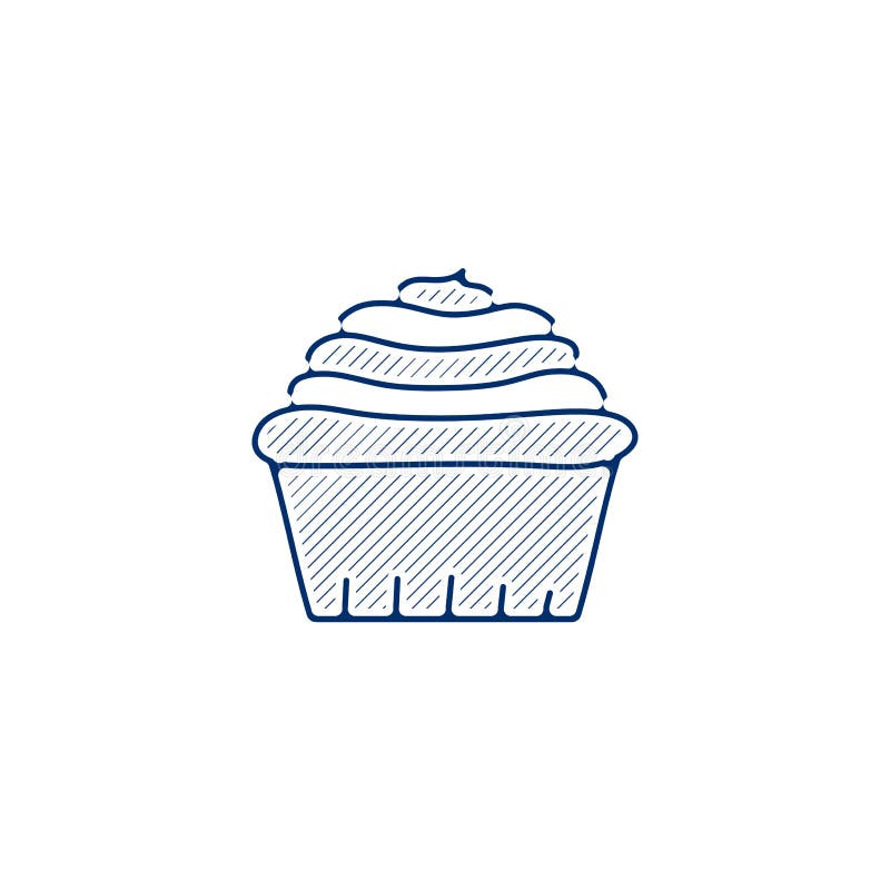 Cupcake Line Icon. Cupcake Hand Drawn Pen Style Line Icon Stock Vector ...