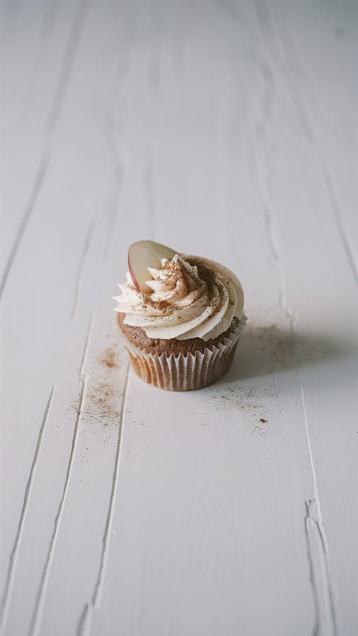 A Cupcake with a White Frosting and a Brown Topping Stock Illustration ...