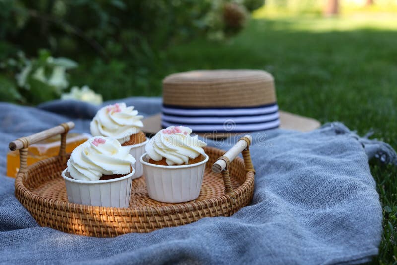 Cupcakes with butter cream stock image. Image of cake - 196005259