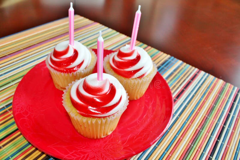 Cupcakes with candles stock photo. Image of baked, white - 60035462