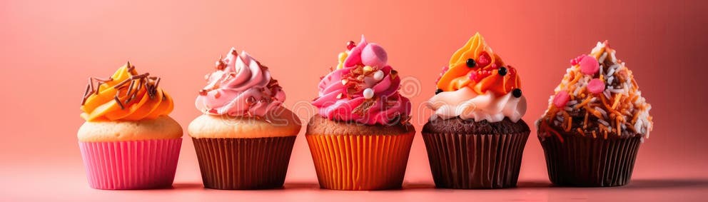 Cupcakes on a Gradient White Pink Background. Generative AI Stock ...