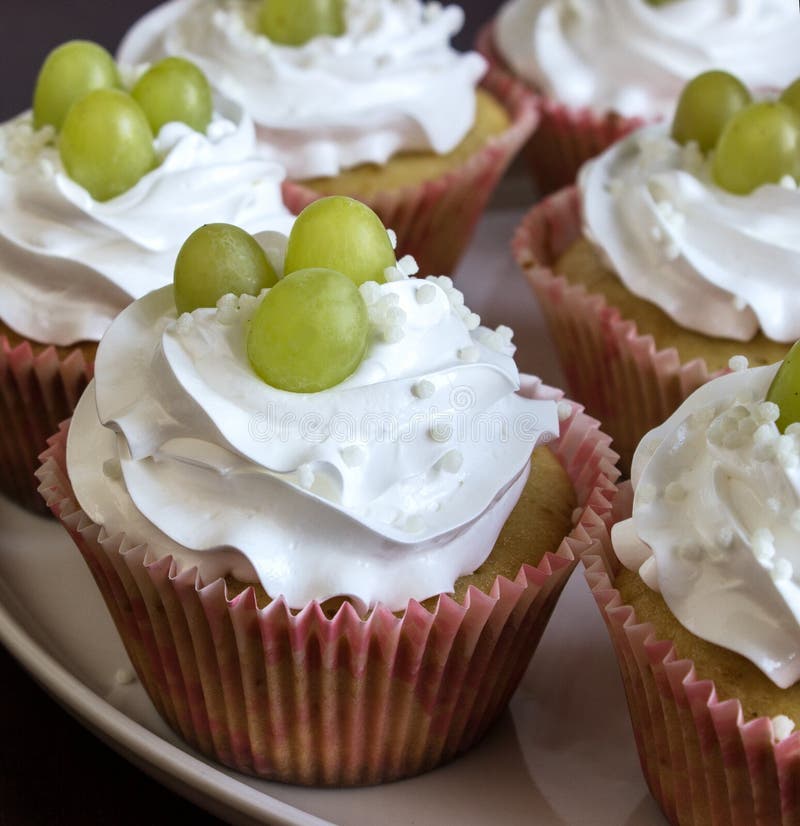 Cupcakes with grapes stock photo. Image of background - 46177982