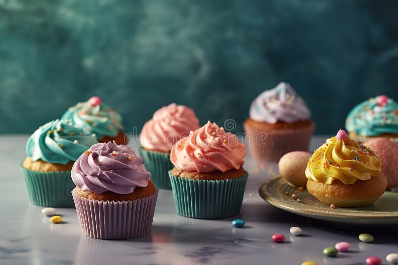 Cupcakes on a Pastel Background, Shot Using a Leica Camera, and Soft ...