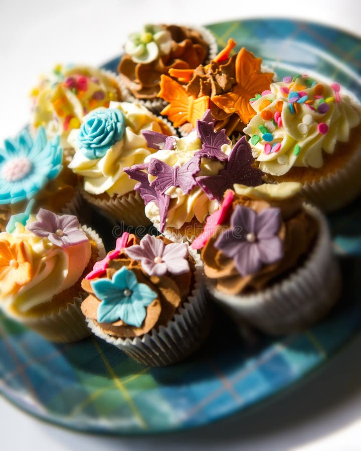 Cupcakes on a plate stock image. Image of festive, orange - 44363705