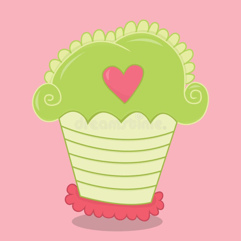 Cupcakes ruffles green 07 stock vector. Illustration of ruffles - 197983171