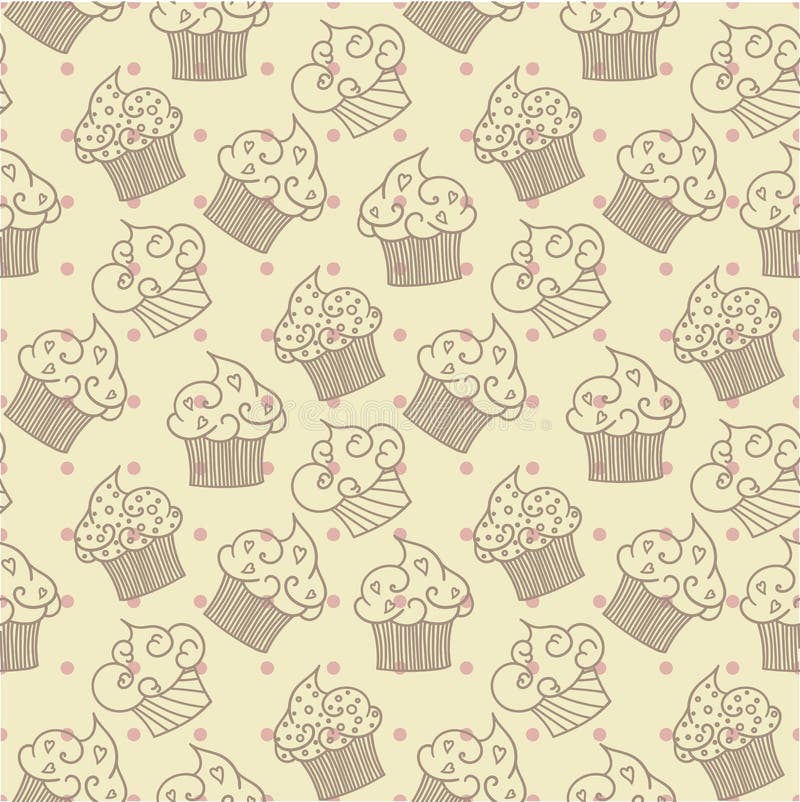 Cupcakes Seamless Pattern. Vector Design Stock Illustration - Illustration of blue, heart: 60100672