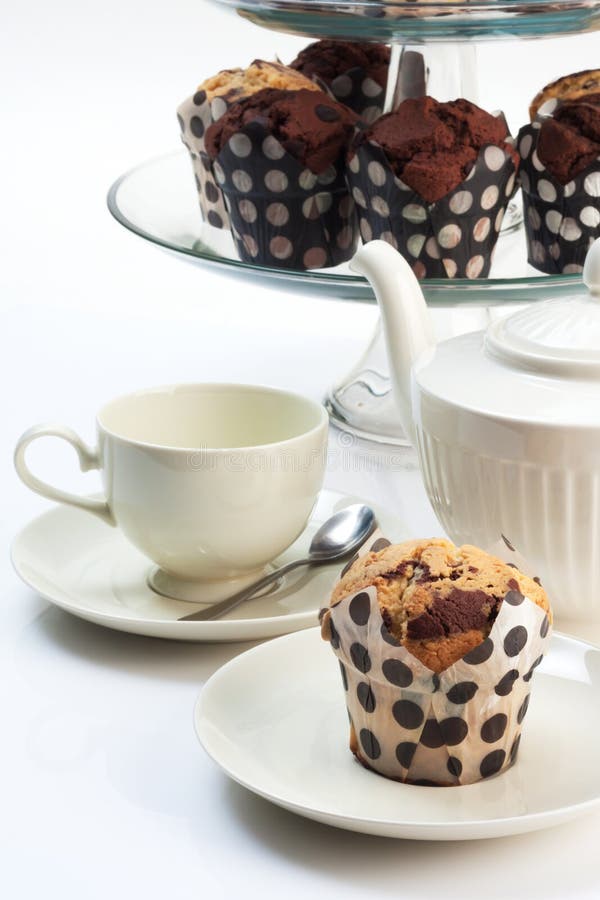 Cupcakes with tea stock image. Image of fattening, cupcake - 36778017