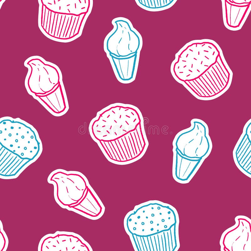 Cupcakes vector background stock vector. Illustration of retro - 193872613