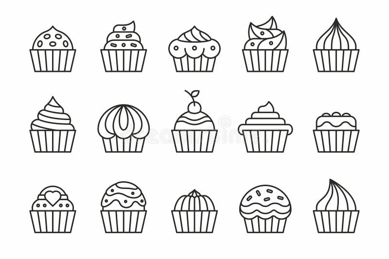 Cupcakespictogrammen vector illustratie. Illustration of nagerecht ...