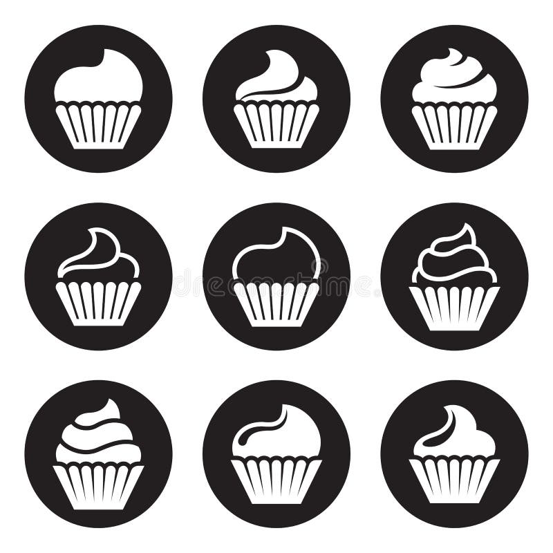 Cupcakespictogrammen stock illustratie. Illustration of zwart - 98774614