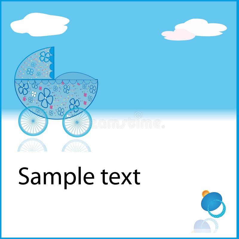 Cupe blue baby boy pram stock vector. Illustration of cute - 10007269