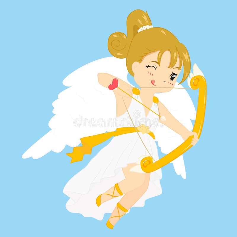Cupid Aiming Love Arrow Vector Illustration Stock Vector - Illustration ...