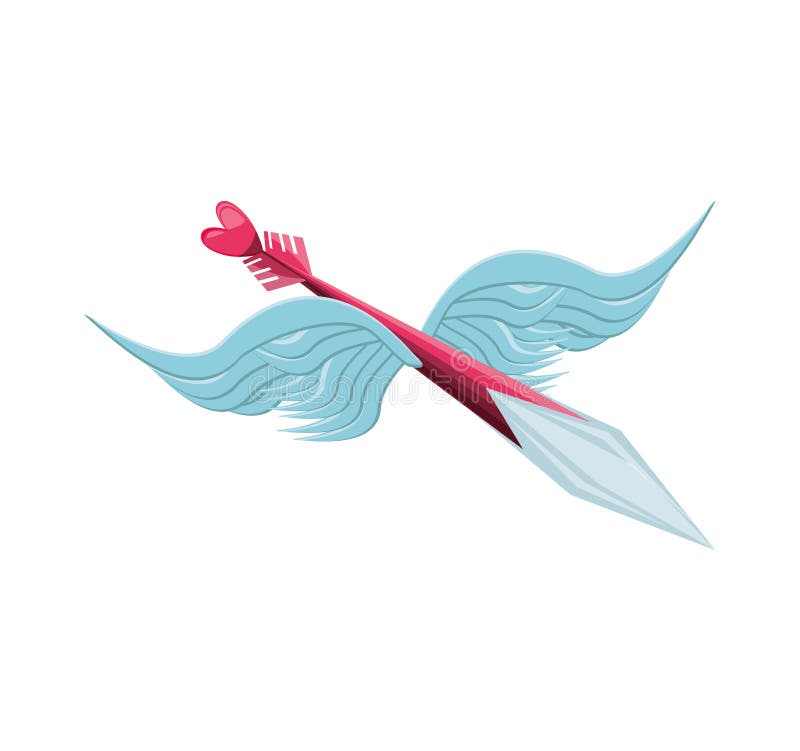 Cupid Arrow with Wings Isolated Icon Stock Vector - Illustration of ...